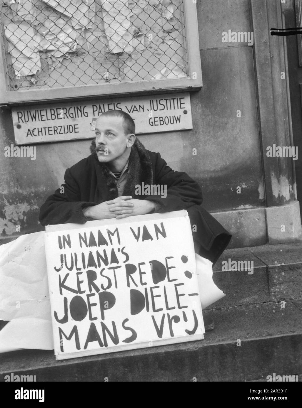 Provo-protest, lonely provo on the sidewalk of the Palace of Justice at ...