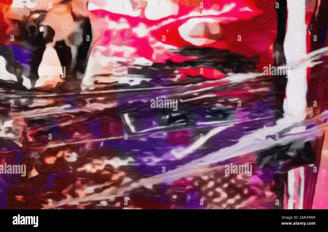 Original abstract painting at canvas. Mixed media pattern. Hand drawn ...