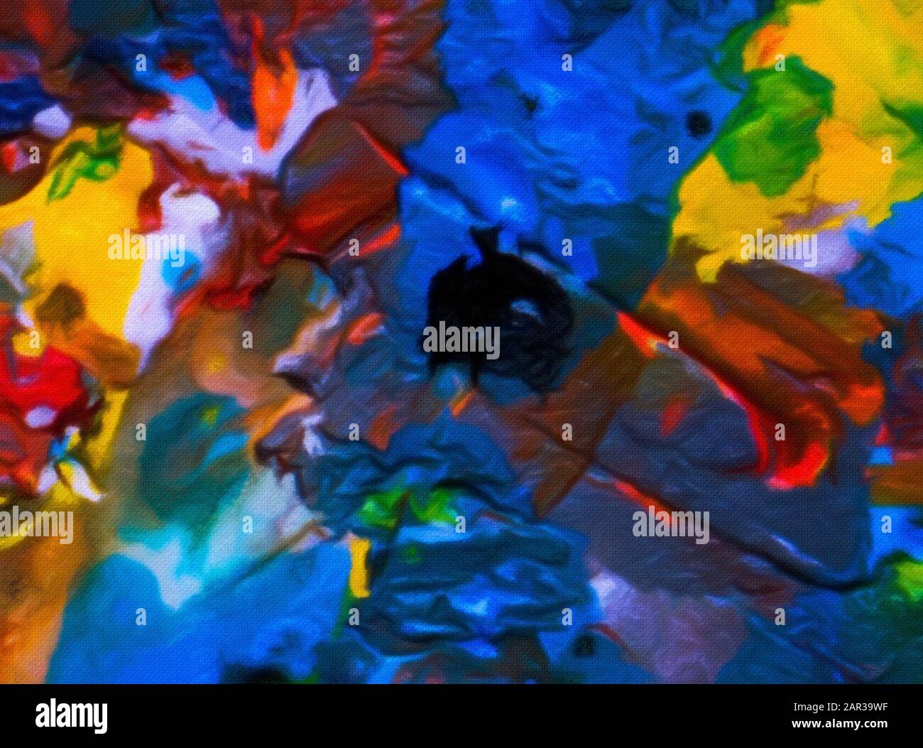 Original abstract painting at canvas. Mixed media pattern. Hand drawn ...