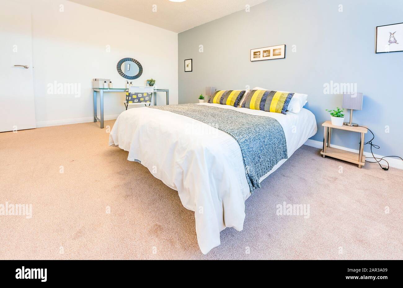 rebuilt renovated bedroom in house Stock Photo - Alamy