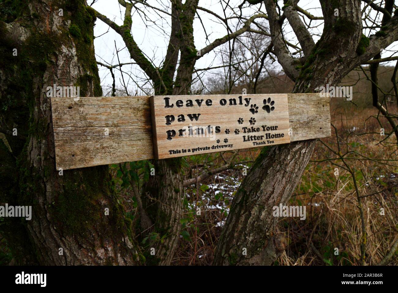 Leave only paw prints, take your litter home sign at entrance to ...