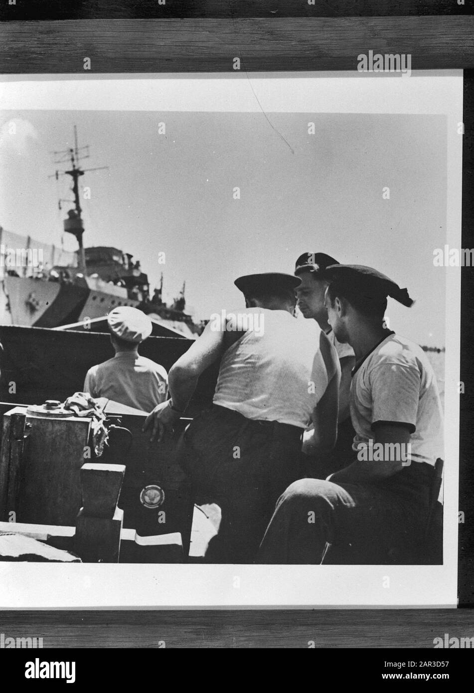 [Hr. Ms. Dan. Jan van Brakel in American port. Demolition with sailors ...