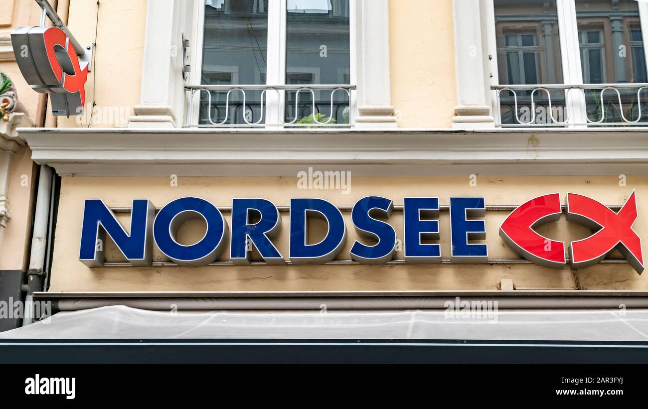 TRIER, GERMANY - SEPTEMBER 13, 2019: Nordsee sign and logo. Nordsee is ...