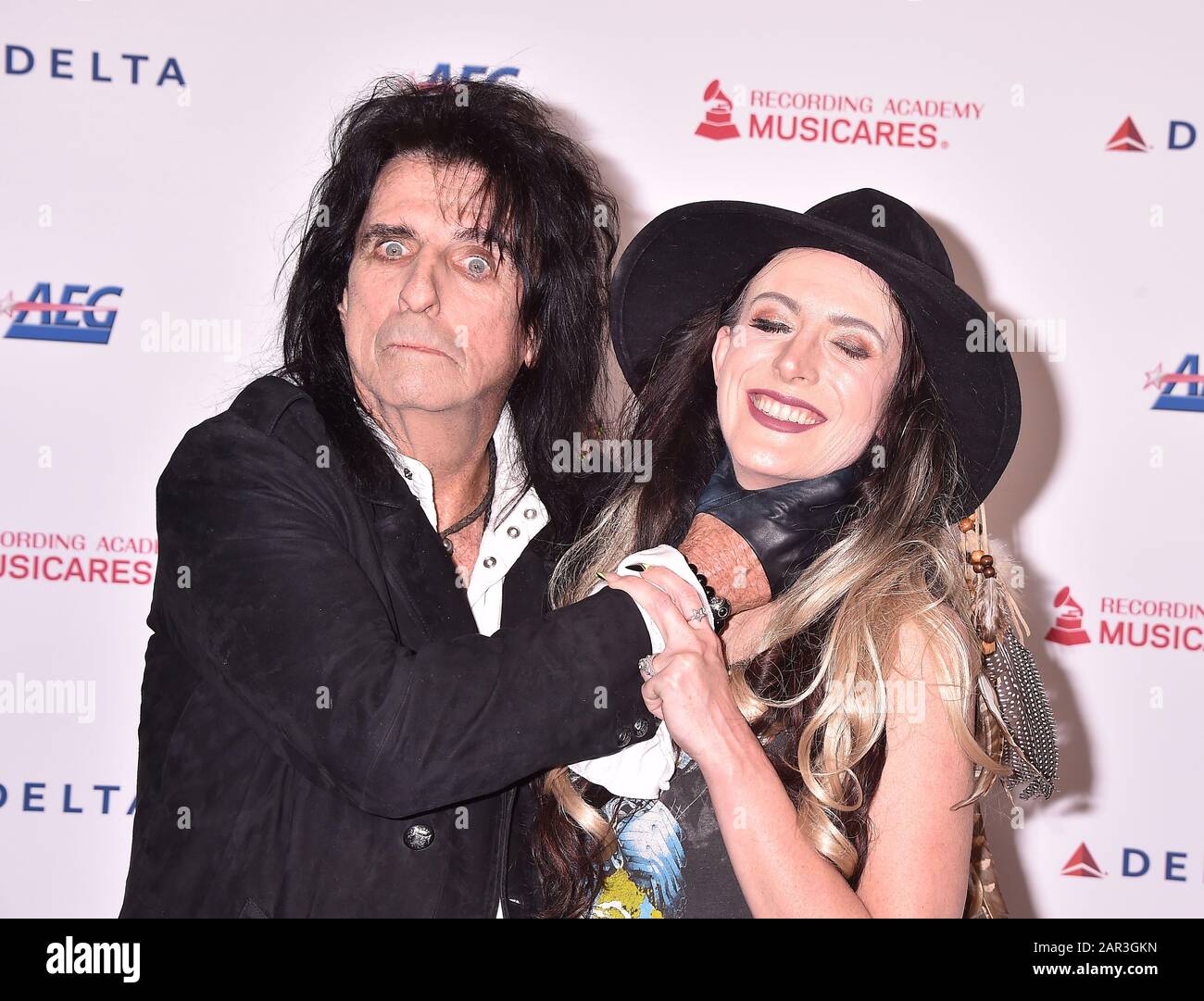 LOS ANGELES, CA - JANUARY 24: Alice Cooper )L) and Calico Cooper attend ...