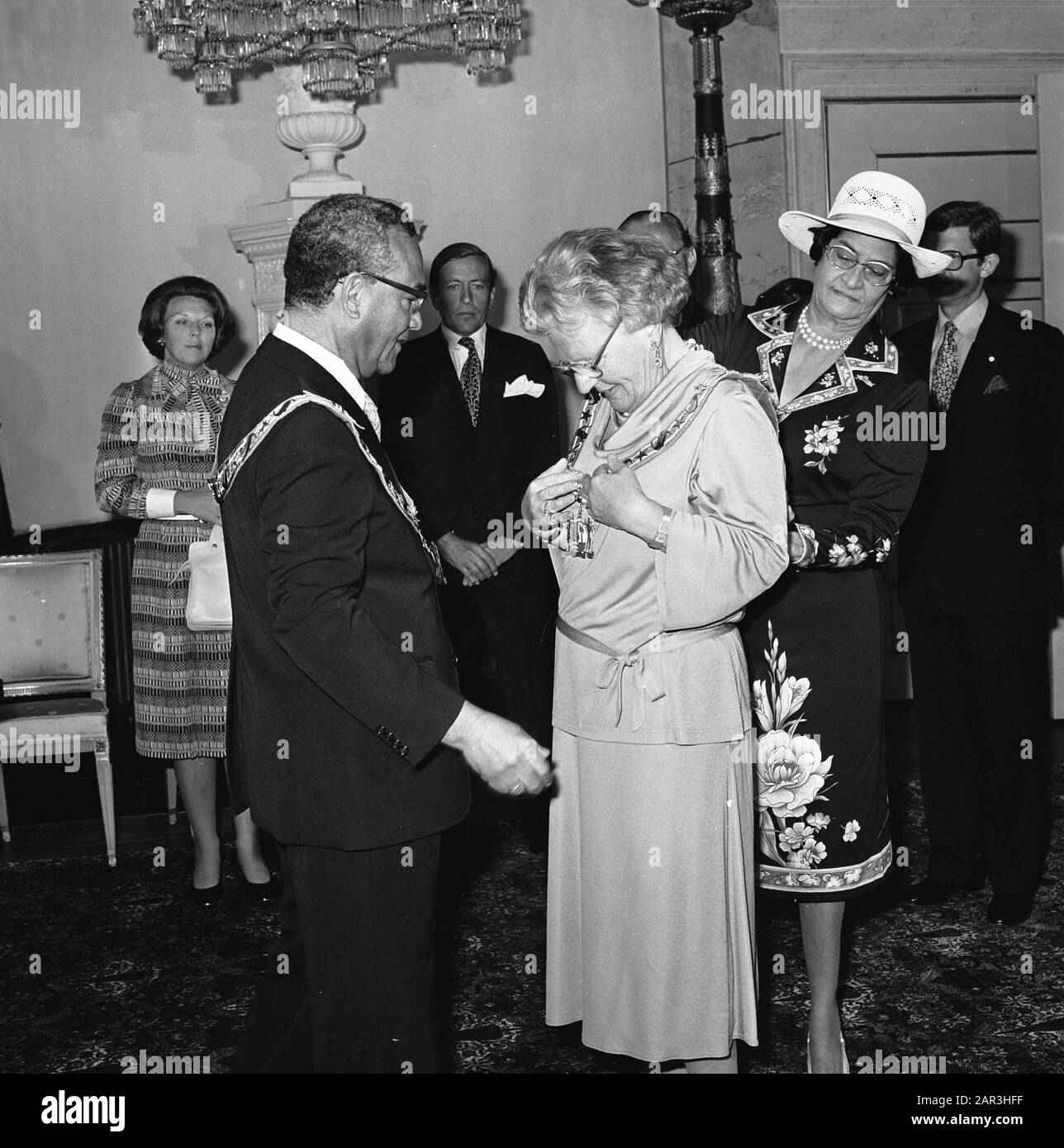 Queen Juliana receives Surinamese President Johan Ferrier at Soestdijk ...