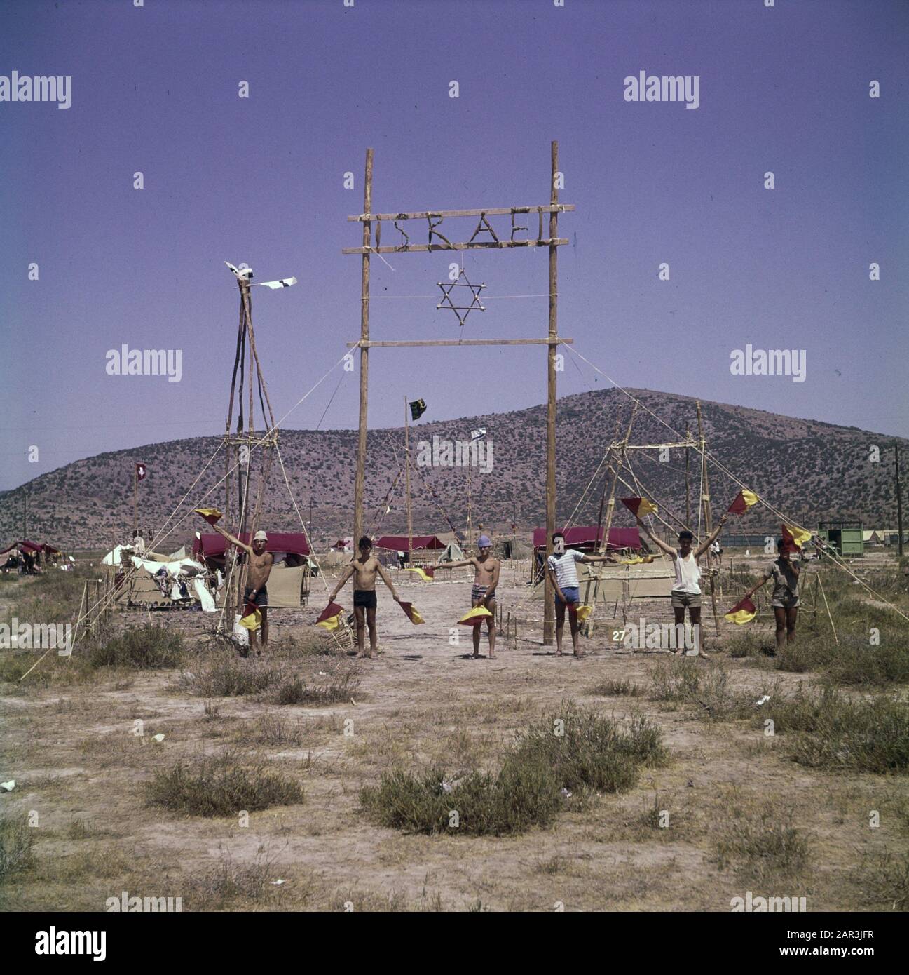 Serie Jamboree and Greece; Israeli camp, with Signalling Boy Scouts ...