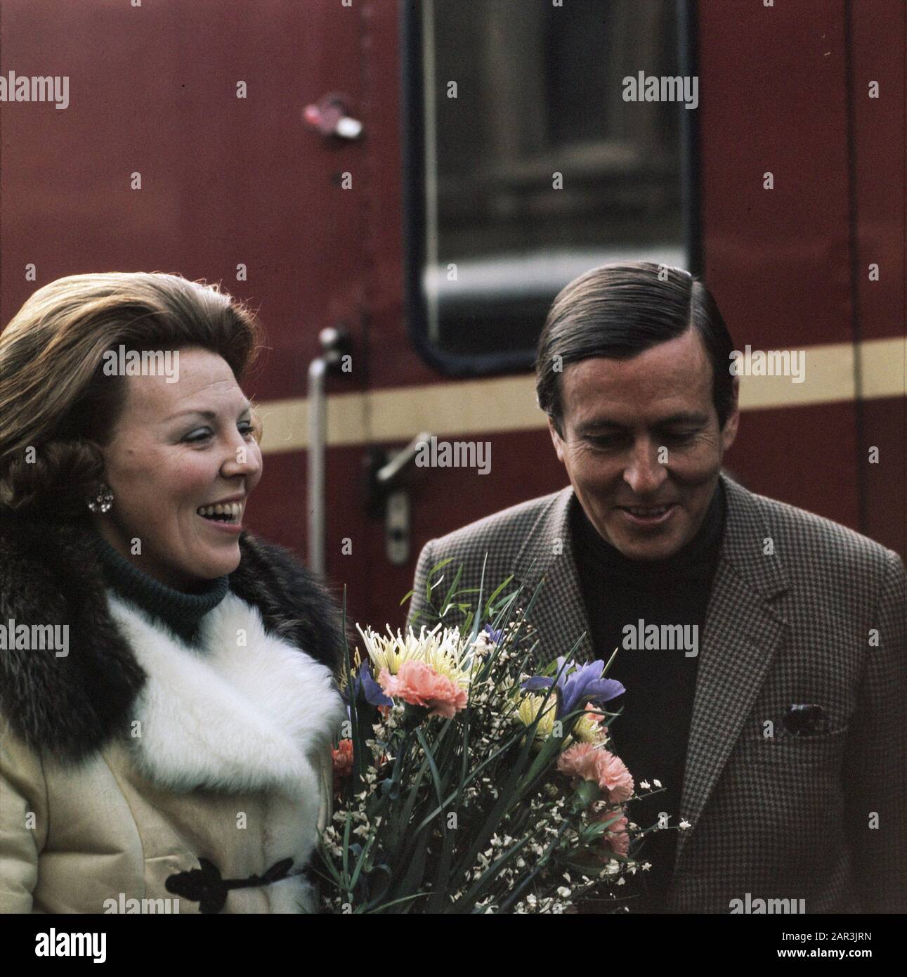Royal House Princess Beatrix and Prince Claus at a train. Upon arrival ...