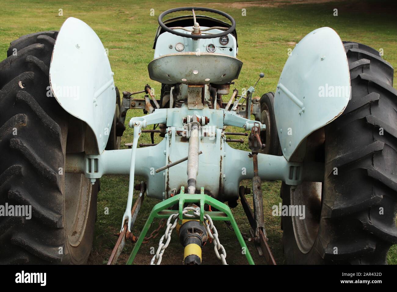 Rear view of an old farm tractor Stock Photo - Alamy