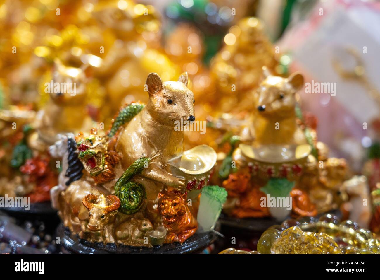 A metal figurine of a Rat symbolizing the year of the metal rat for ...