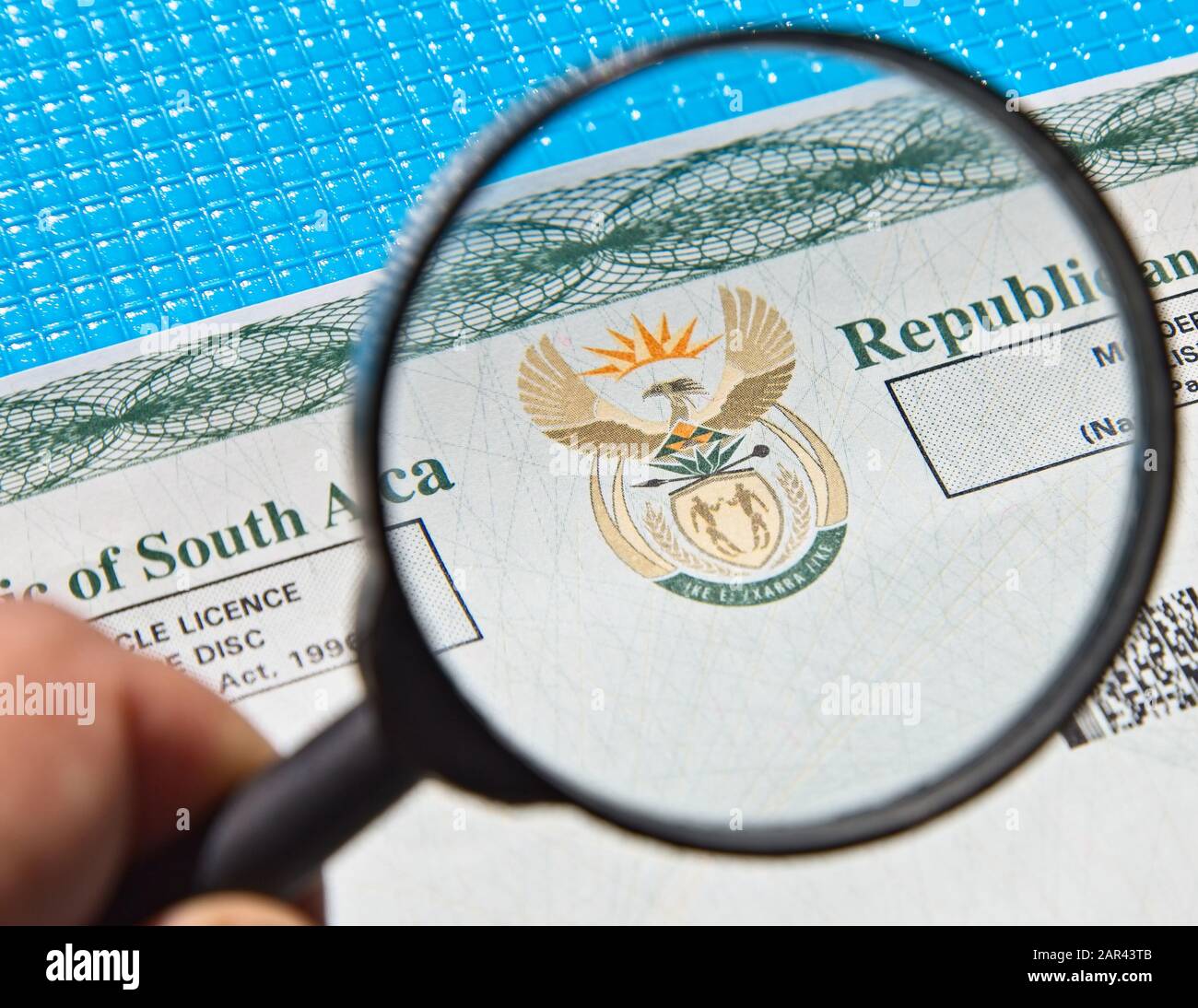 A South African motor vehicle car licence document Stock Photo - Alamy