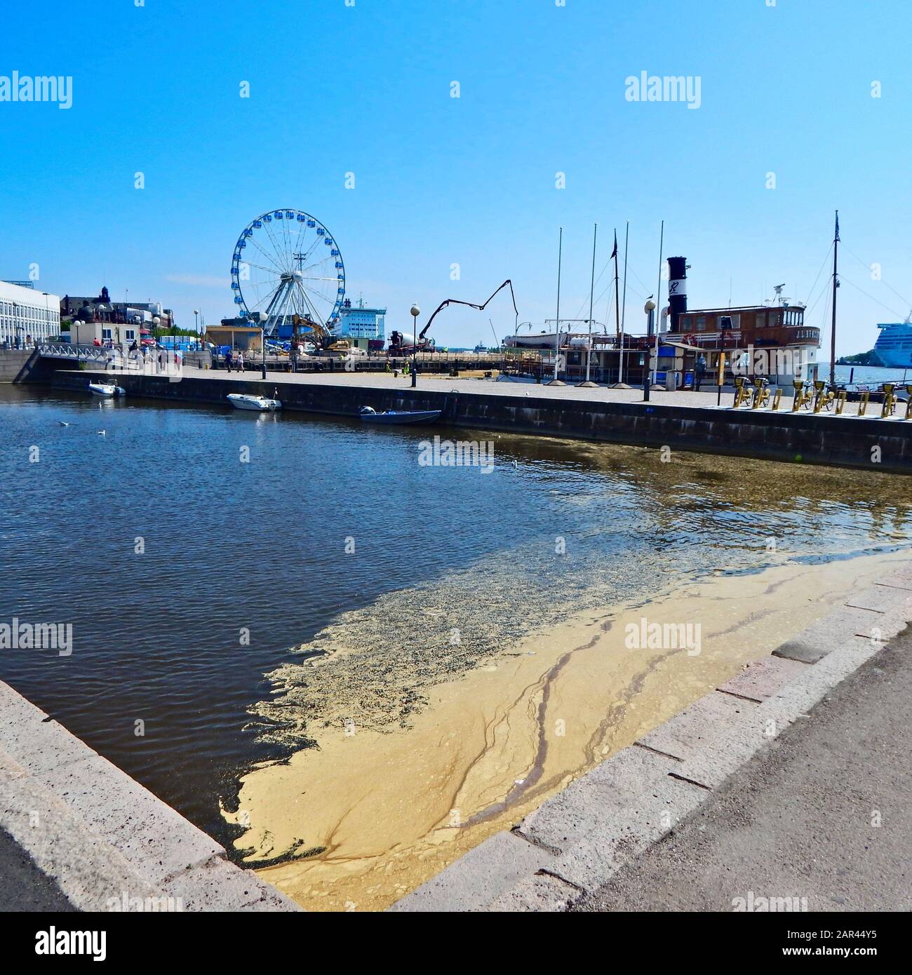 HELSINKI, FINLAND - Jul 07, 2019: Water pollution at Helsinki's ...
