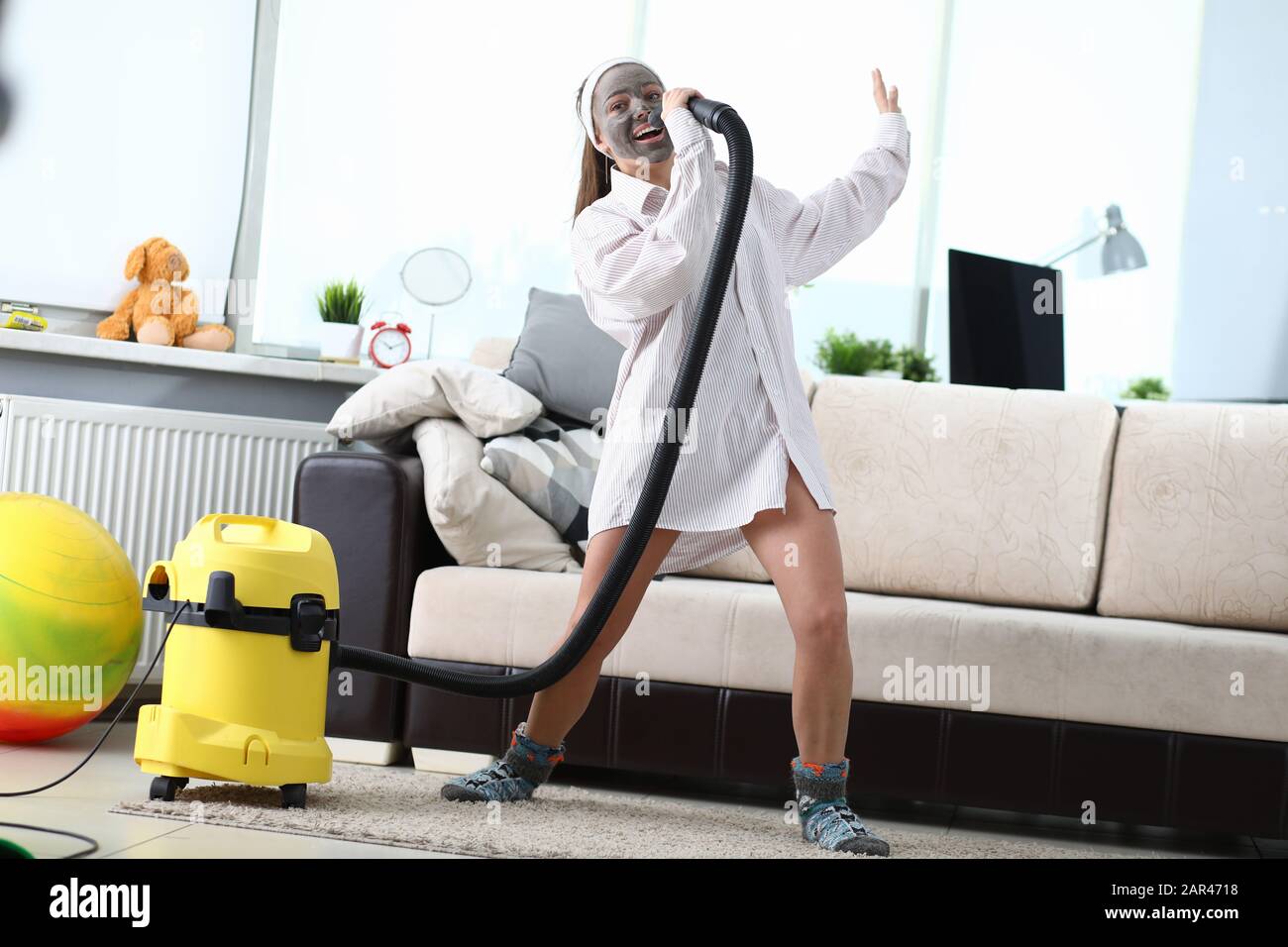 Happy lady at home Stock Photo - Alamy
