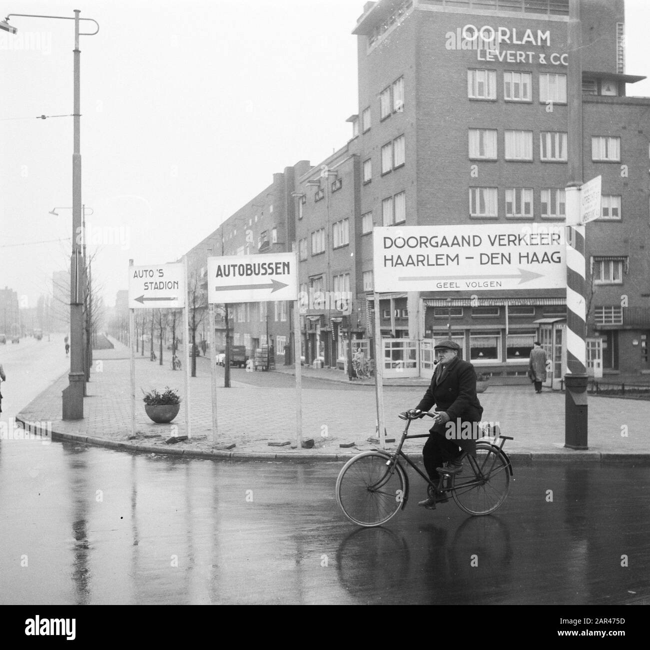 Three road signs for traffic during football match Netherlands against ...