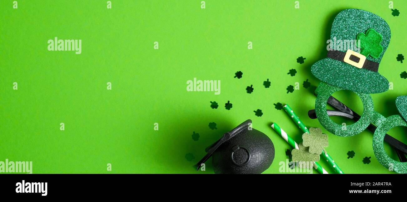 St. Patrick's Day header or banner design with pot of gold, St.Patrick ...
