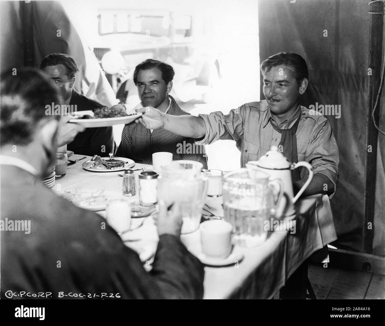 JOHN HOWARD Director FRANK CAPRA and RONALD COLMAN lunch on set ...