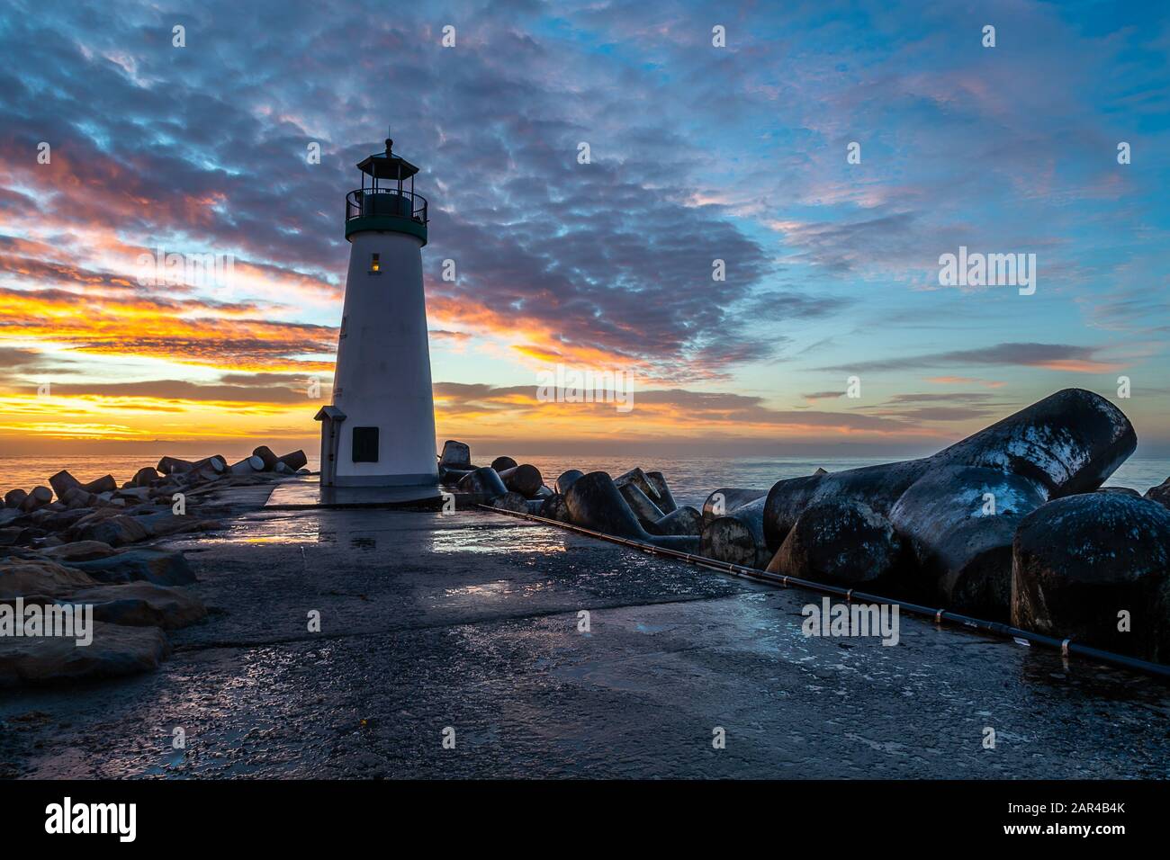 Breakwater Lighthouse at Dawn Stock Photo - Alamy
