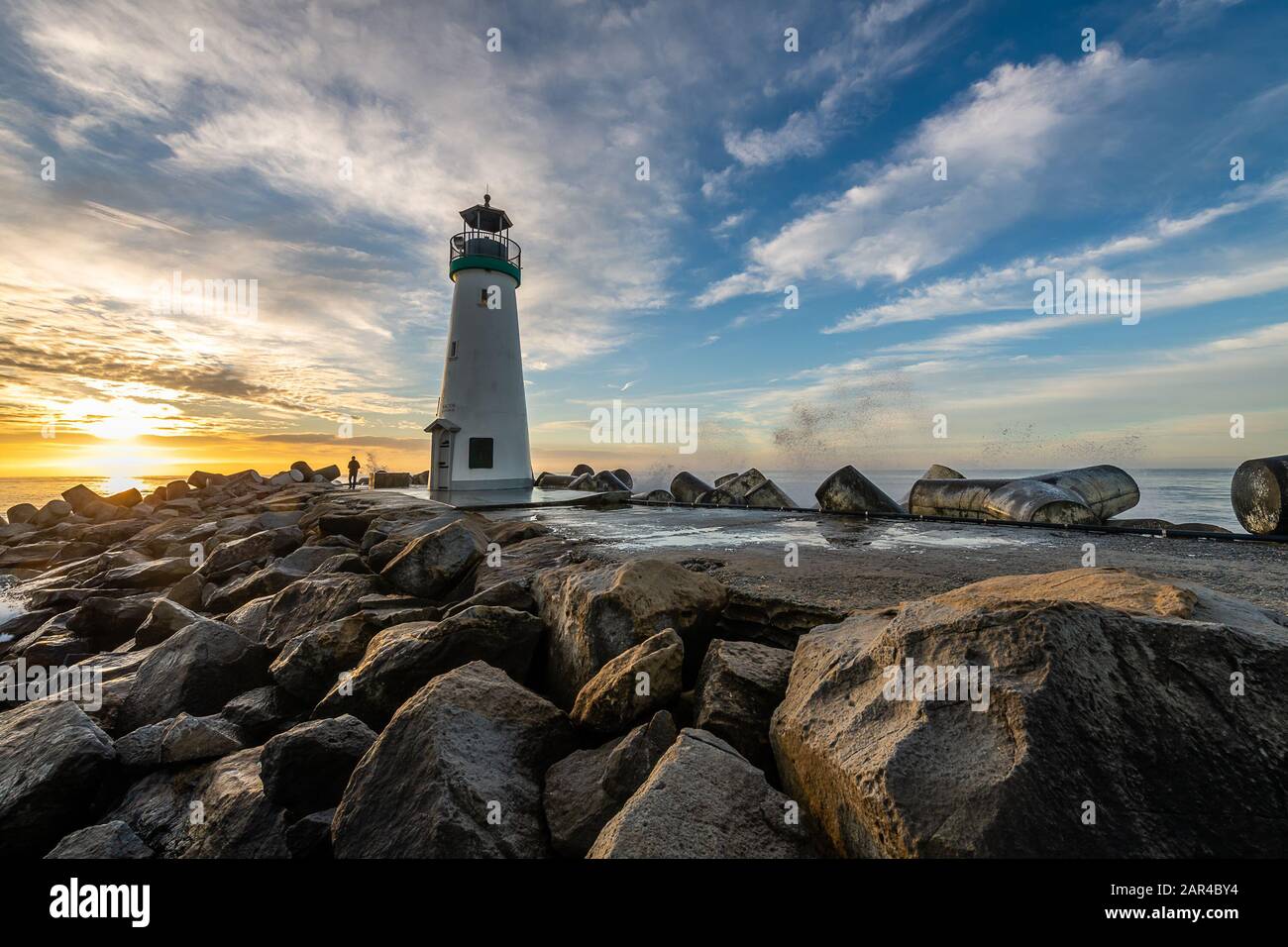 Breakwater Lighthouse at Dawn Stock Photo - Alamy