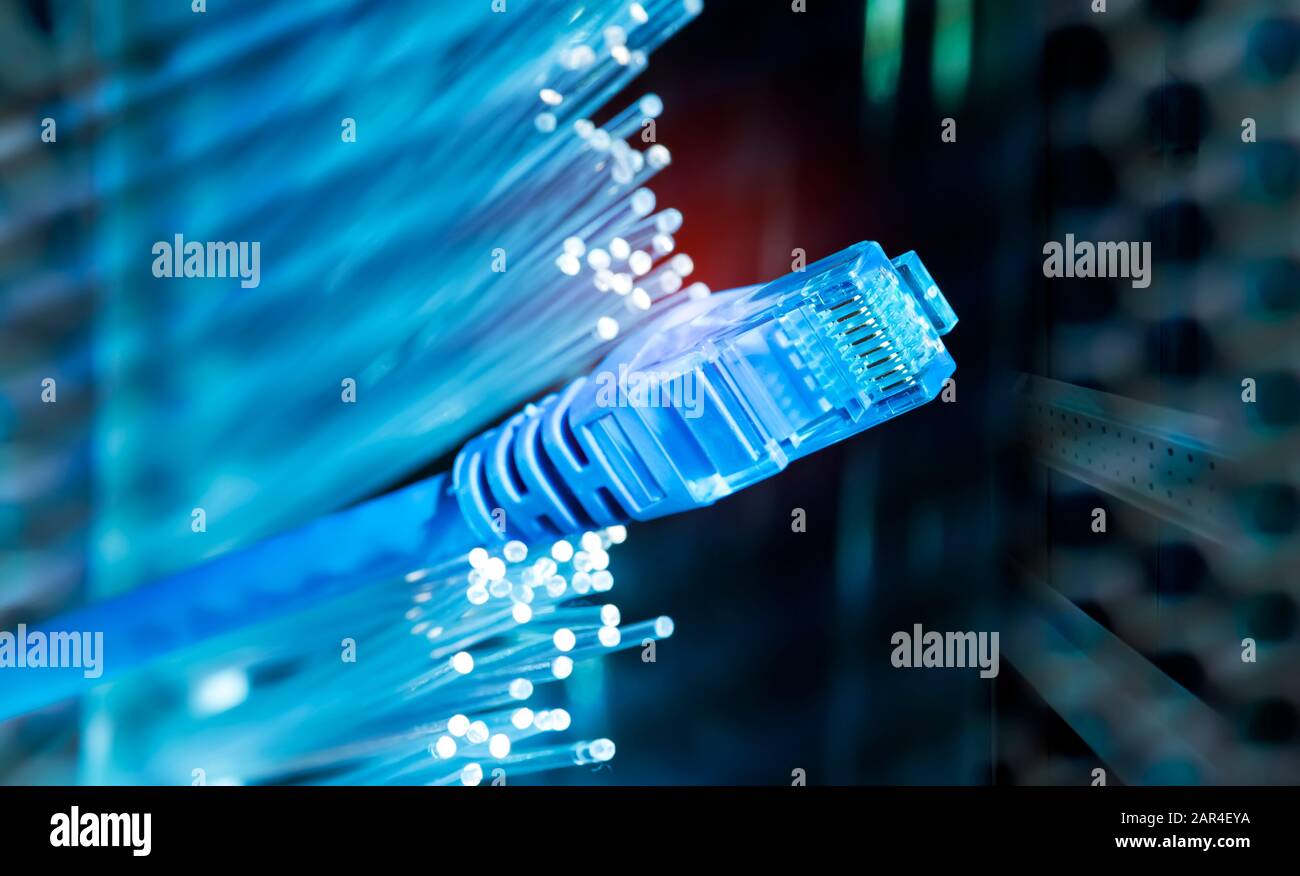 network cables with fiber optical abstract background Stock Photo - Alamy