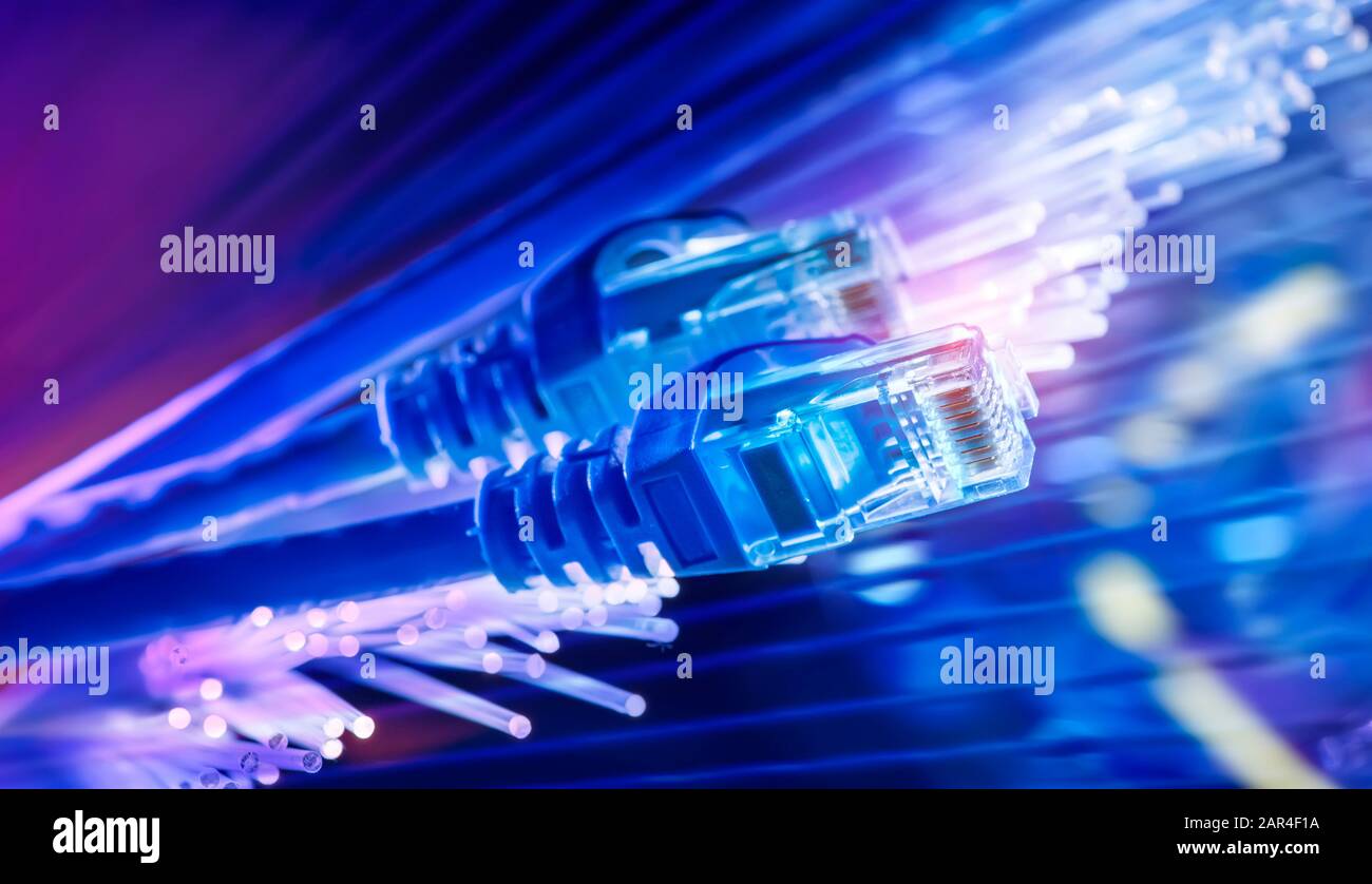 network cables with fiber optical abstract background Stock Photo - Alamy