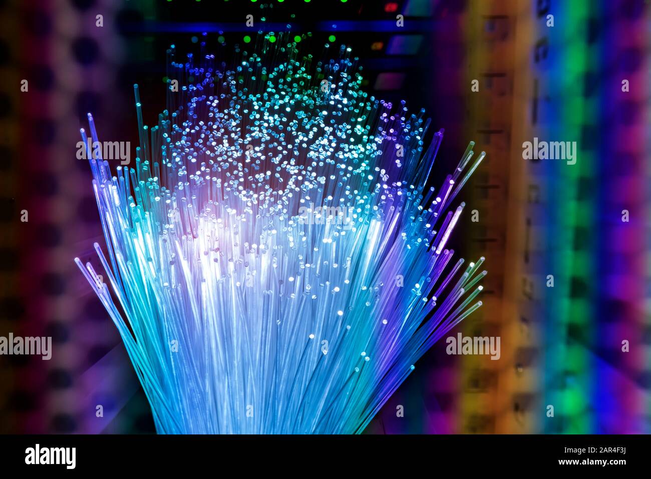 Fiber optics cable with lights abstract background Stock Photo - Alamy