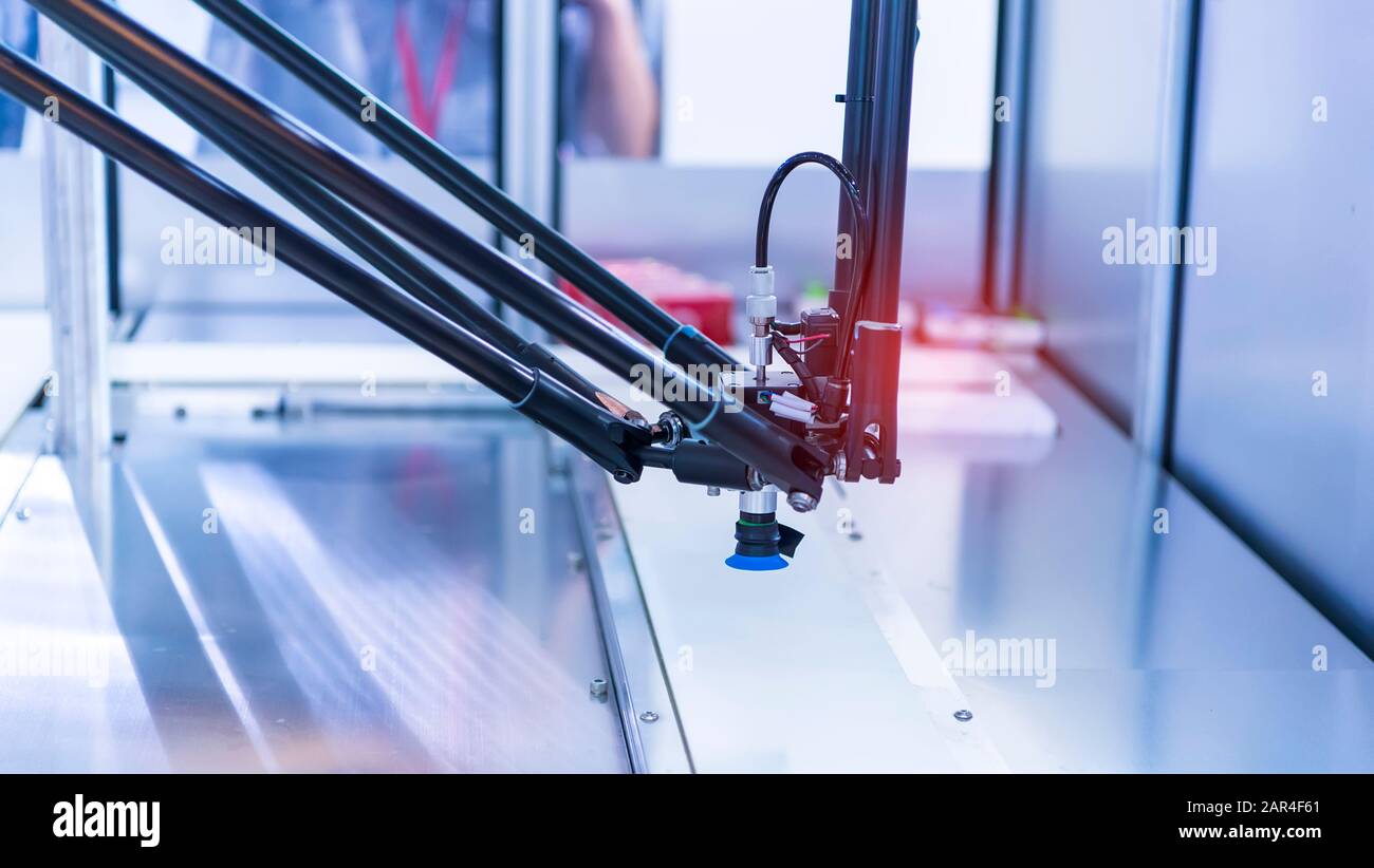 robotic pneumatic piston sucker unit on industrial machine,automation ...