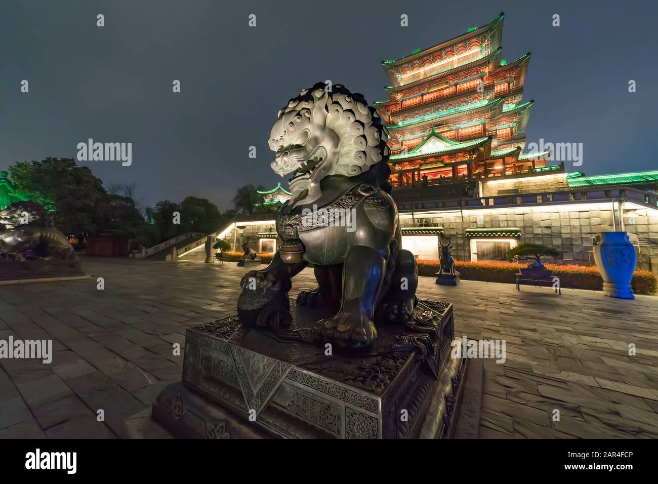 teng wang pavilion lion statue in nan chang jiang xi province China at ...