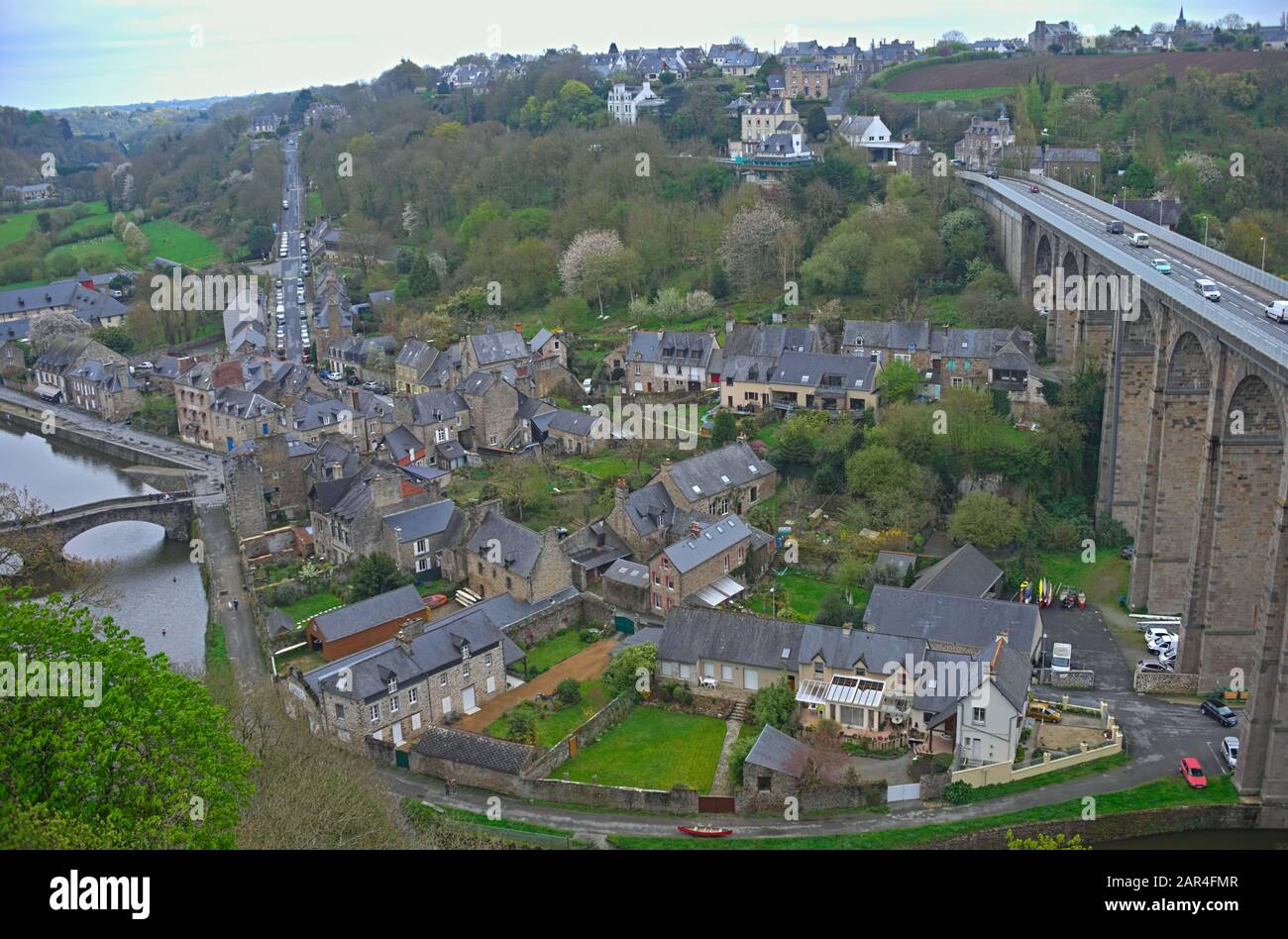 Scenic view from fortress on city of Dinan, France Stock Photo - Alamy