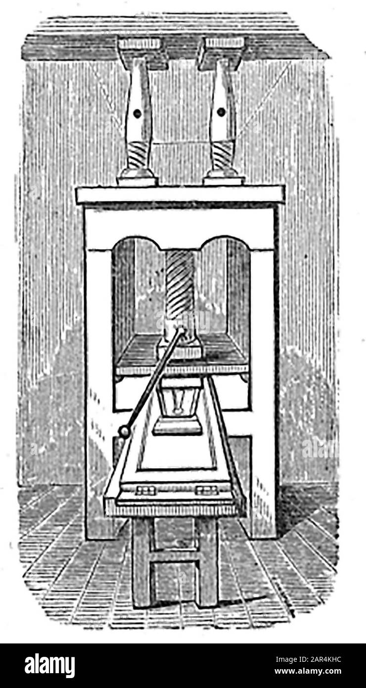 Woodcut press, from engraving in Early Typography by William Skeen ...