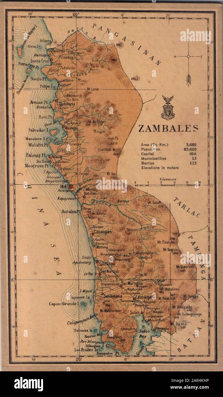 Zambales map in 1918 Stock Photo - Alamy