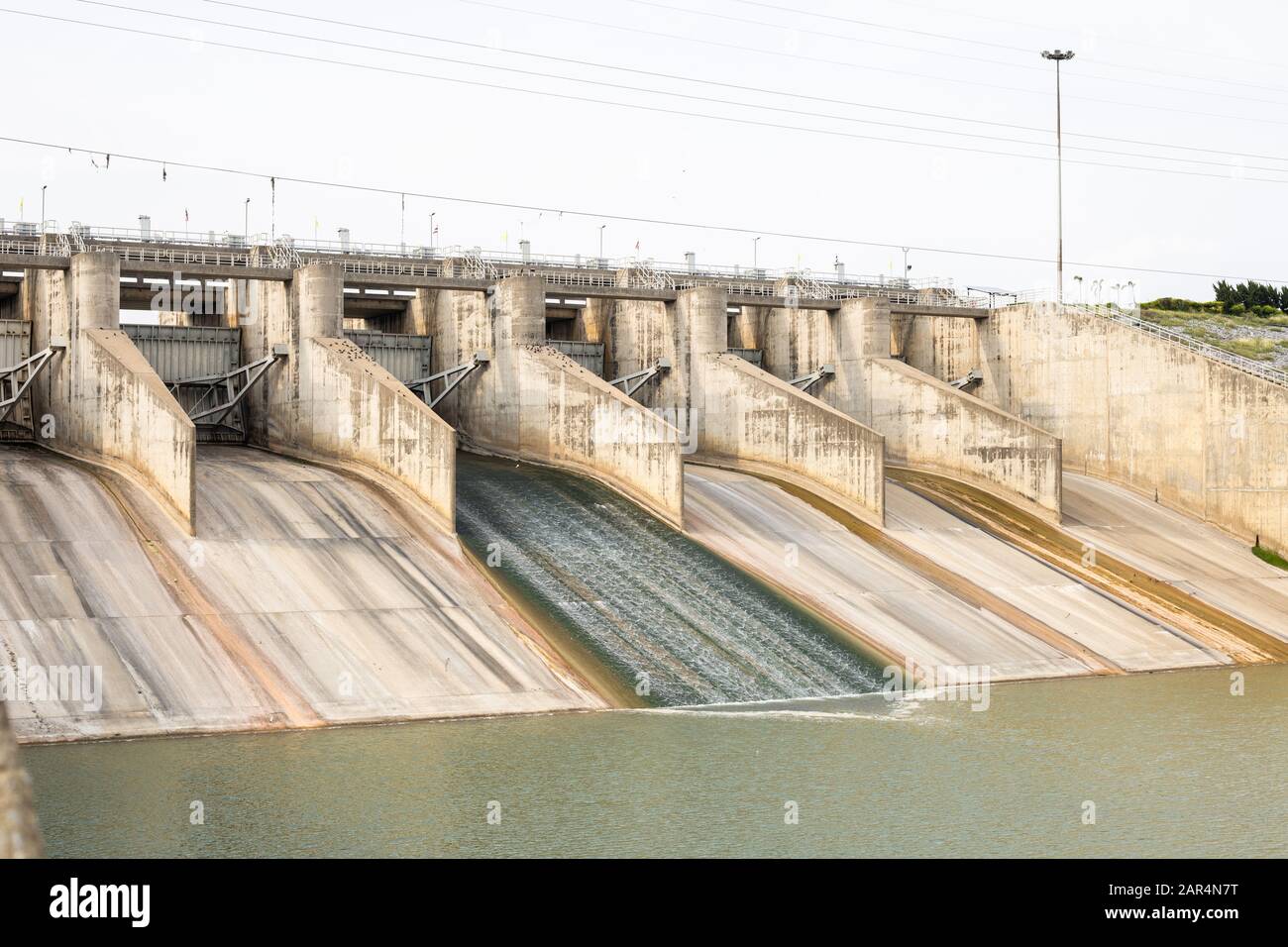 Dam with less water due to drought. Water shortages of water storage ...