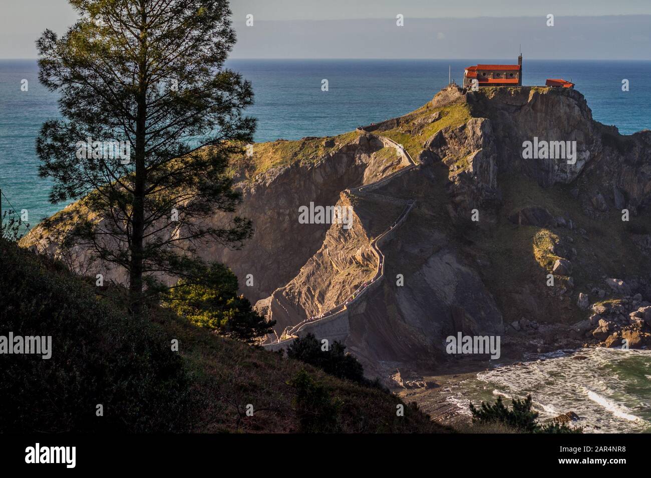 Hermitage of San Juan de Gaztelugatxe at Basque Country, Spain, filming ...