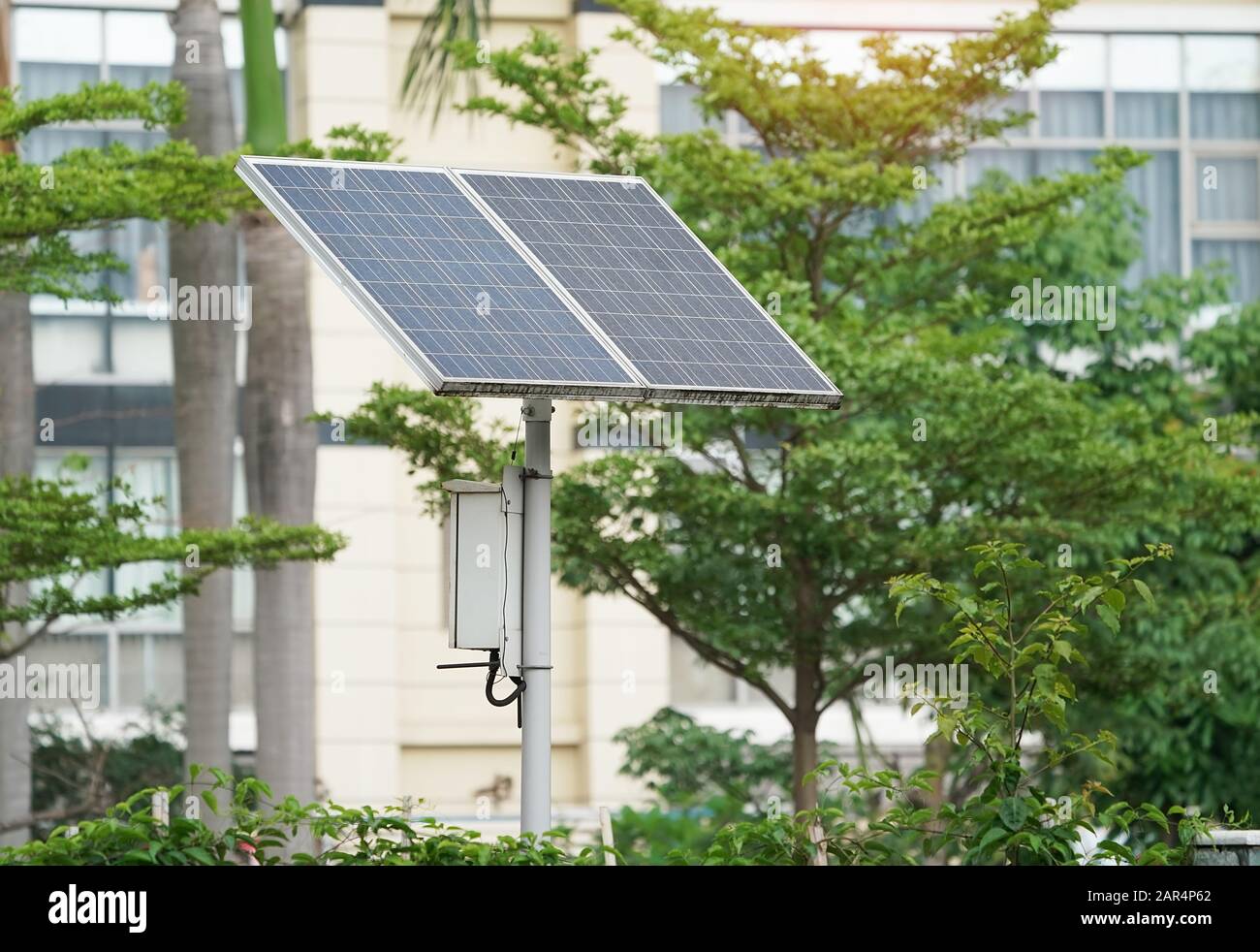 street lamp post with solar panel energy Stock Photo - Alamy