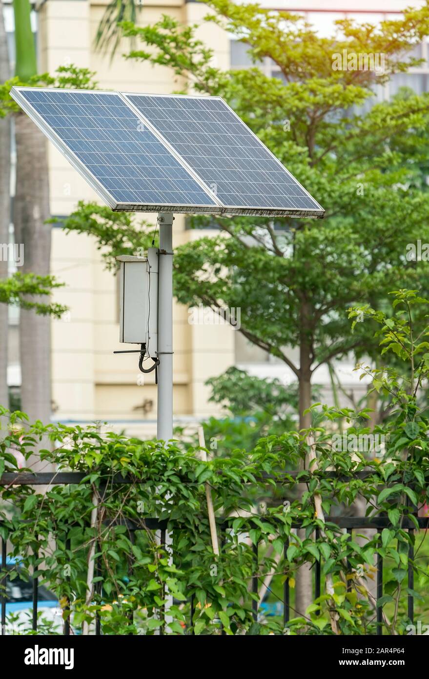 street lamp post with solar panel energy Stock Photo - Alamy