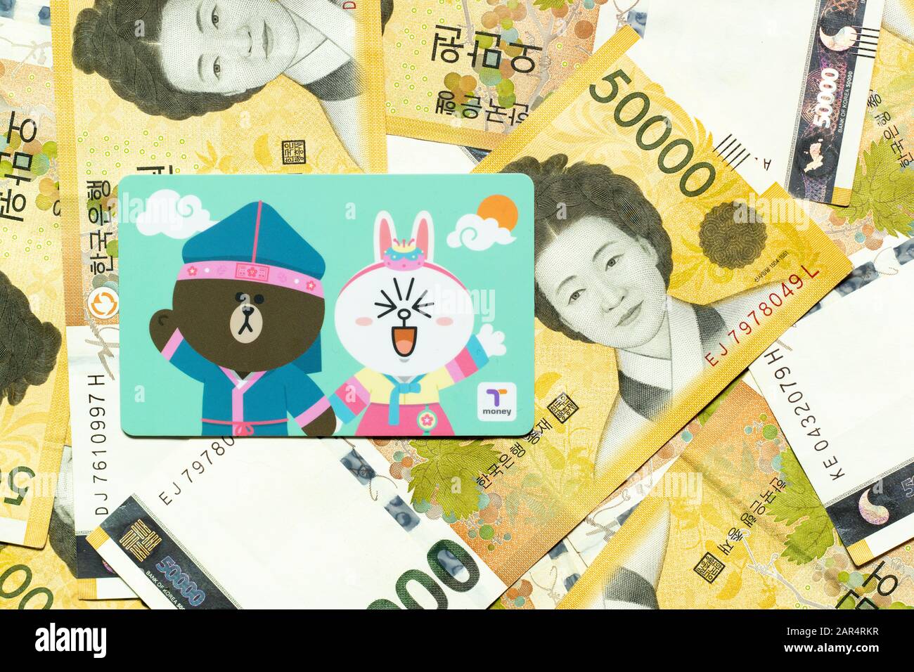 Bangkok, Thailand - Nov 15, 2019 : T money card with line cartoon ...