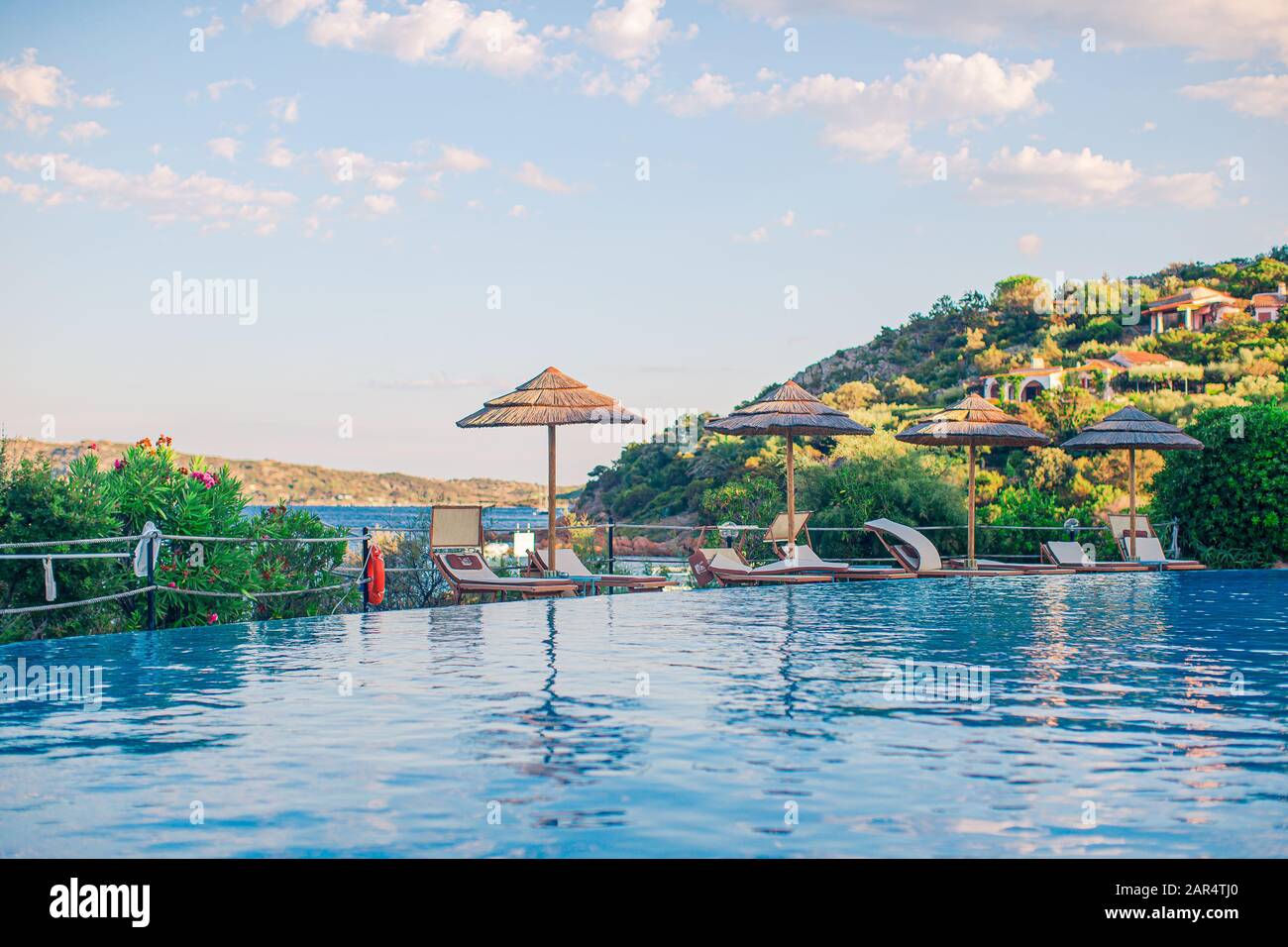 Beautiful luxury landscape around pool in hotel resort in Italy Stock ...