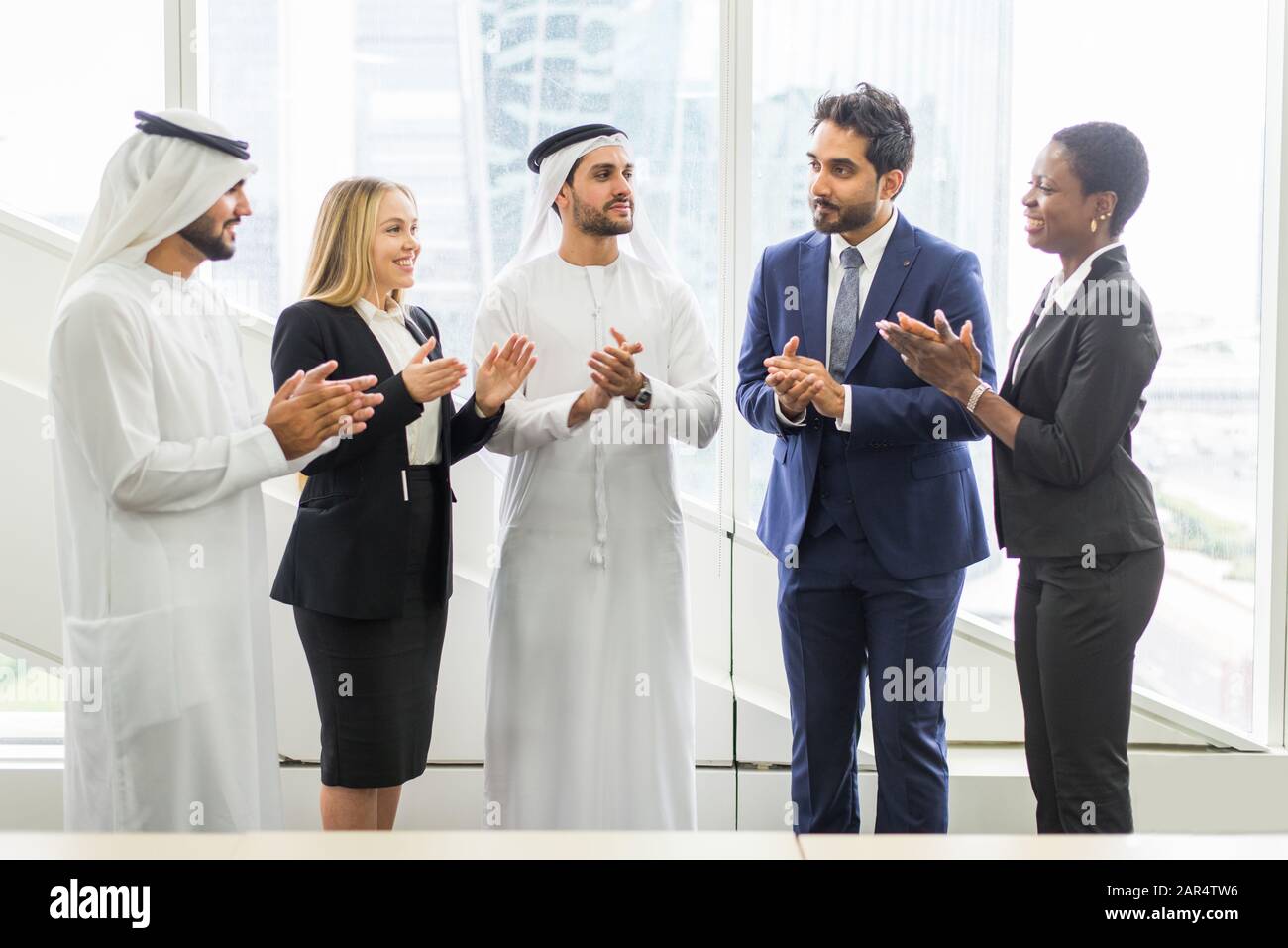 Multiracial group of business people having a meeting in a office ...