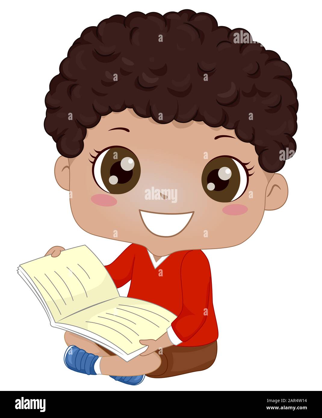 Black Boy Reading Clipart