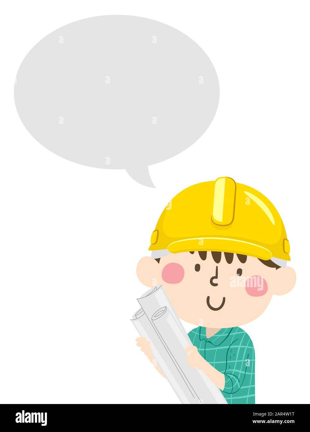 Illustration of a Kid Boy Construction Engineer Holding Blueprint Plans ...
