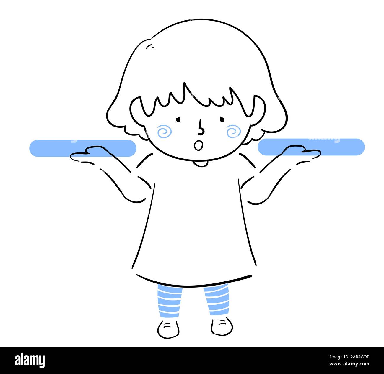 Doodle Illustration of a Kid Girl Carrying Something in Both Hands ...