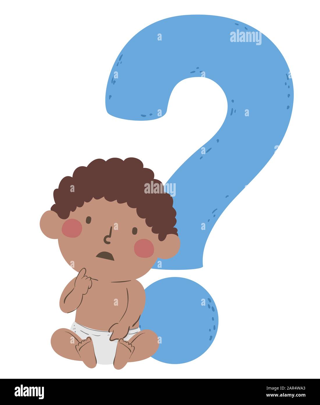 Illustration of an African American Kid Boy Toddler Looking Up Thinking ...