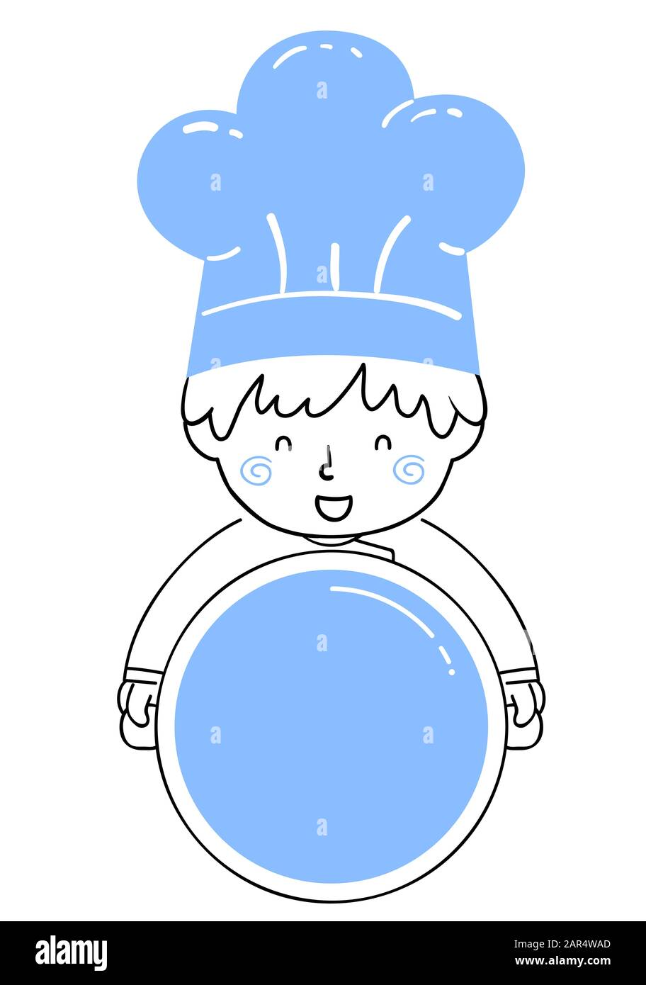 Doodle Illustration of a Kid Boy Chef Holding a Pot Full of Soup He ...