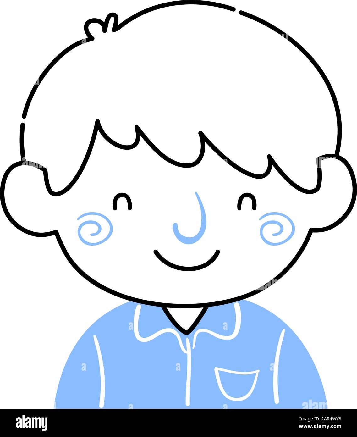 Doodle Illustration of a Kid Boy Smiling with a Hooked Nose Shape Stock ...