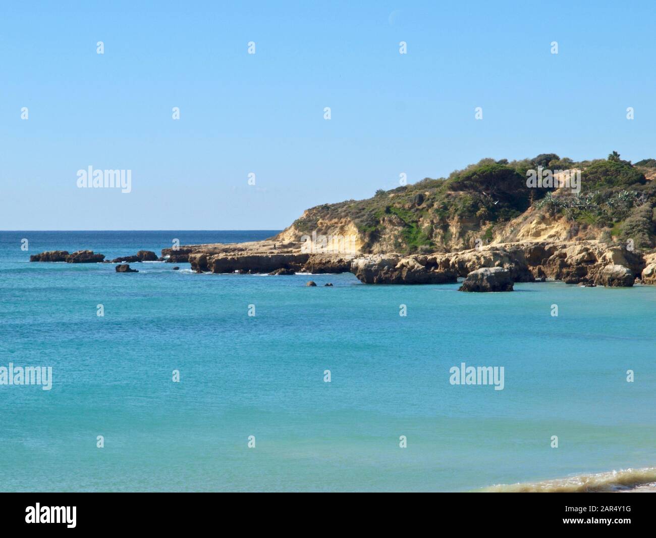 Beautiful beach in Albufeira at the Algarve coast of Portugal Stock ...
