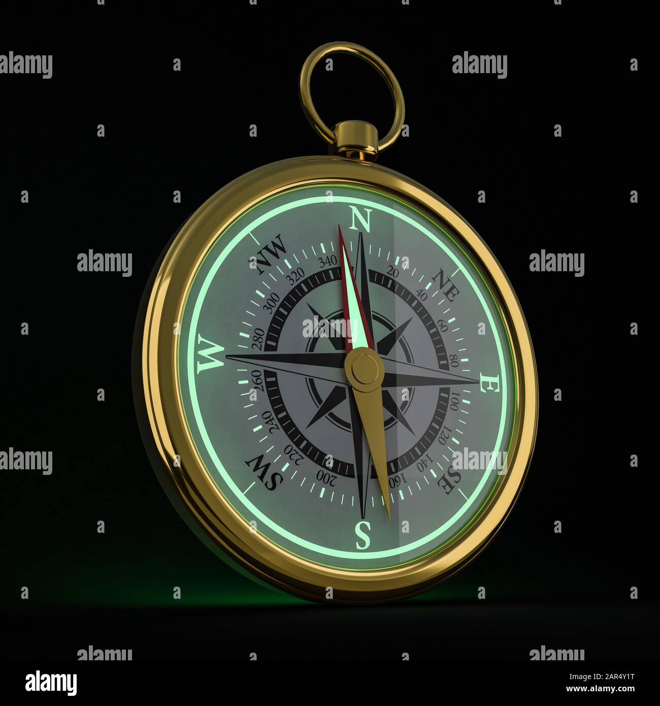 Vintage compass isolated on black background. 3D rendering Stock Photo ...