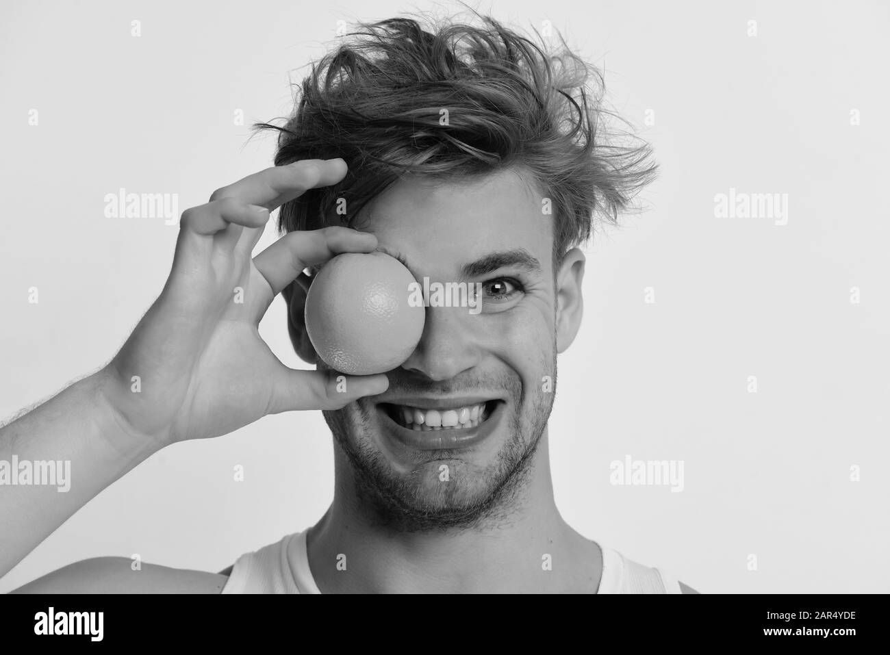 Hand cover eye Black and White Stock Photos & Images - Alamy