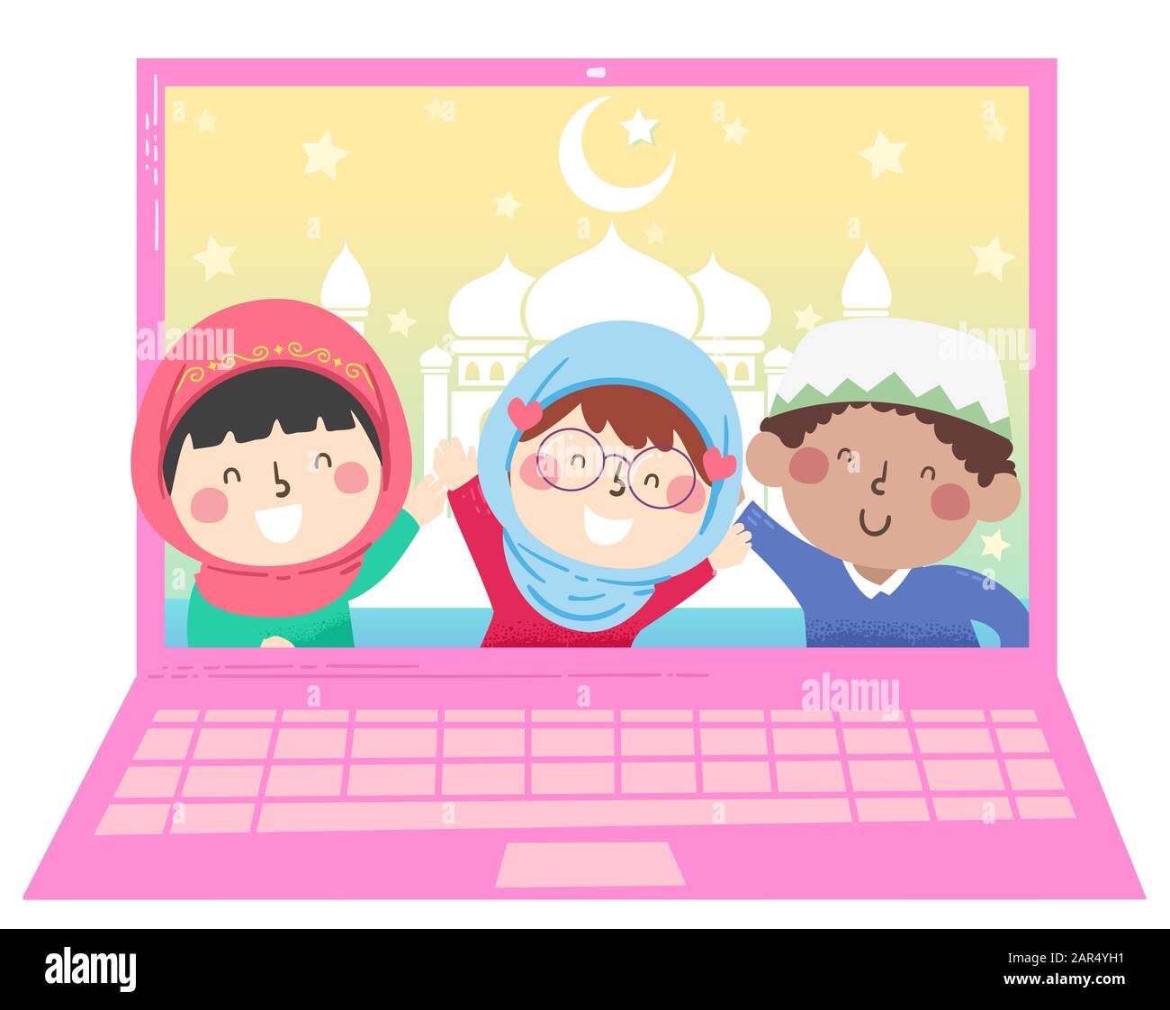 Arab boy and computer Cut Out Stock Images & Pictures - Alamy