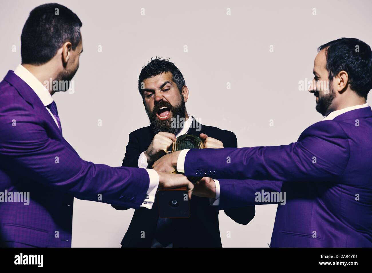 Coworkers or partners fight for winning competition. Company leaders ...