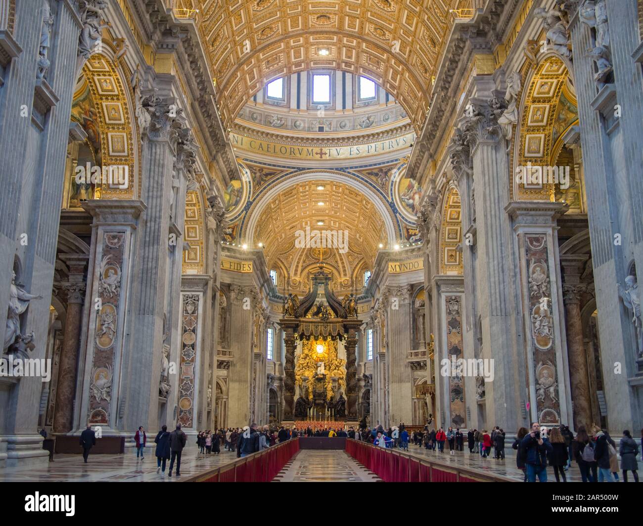 The interior of St. Peter's Basilica in Vatican City. It is the most ...