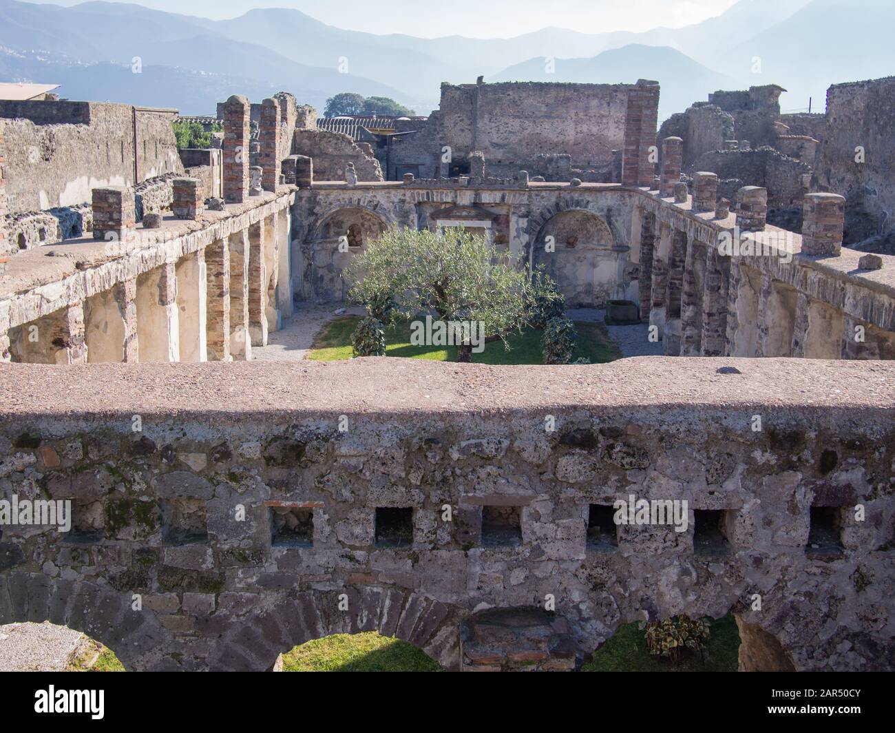 The ruins of the ancient city of Pompeii in Pompei, Italy. This ancient ...