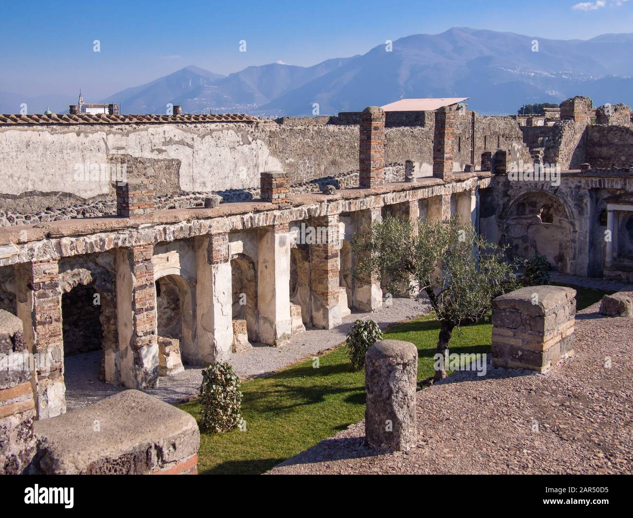 The ruins of the ancient city of Pompeii in Pompei, Italy. This ancient ...